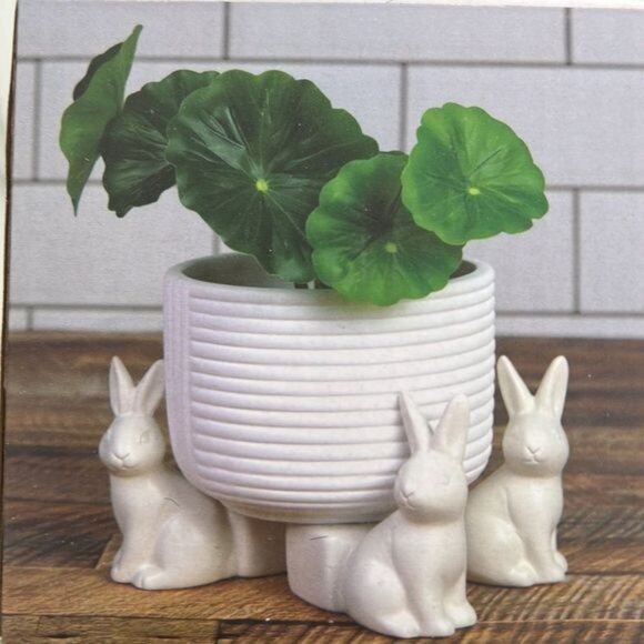 Accents | New Target Bunny Planter Figurals Ceramic Plant Stand Rabbits ...